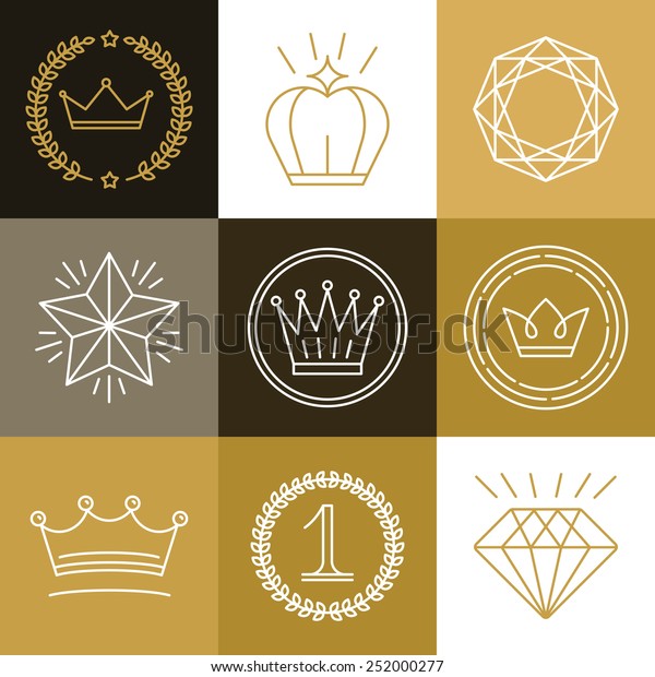 Set Linear Gamification Badges Awards Labels Stock Vector (Royalty Free ...