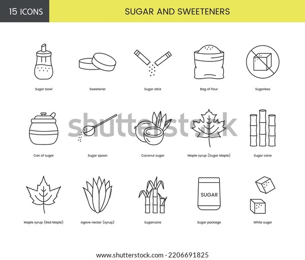 Set Linear Icons Sugar Sweeteners Vector Stock Vector (Royalty Free ...