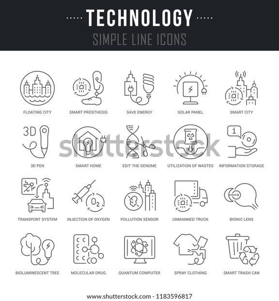 Set Linear Icons Technology Names Stock Vector (Royalty Free ...