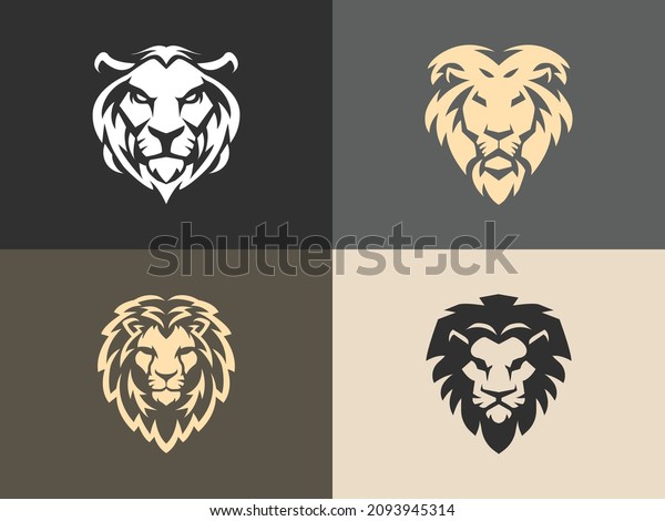 Set Lions Head Vector Logo Illustration Stock Vector (Royalty Free ...