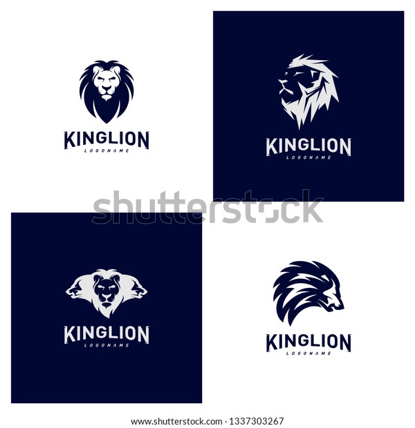 Set Lions Logo Design Concept King: เวกเตอร์สต็อก (ปลอดค่าลิขสิทธิ์ ...