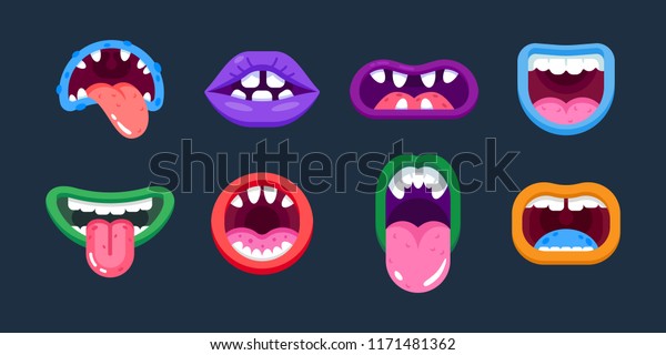 Set Lips Monsters Cartoon Style Different Stock Vector (Royalty Free ...