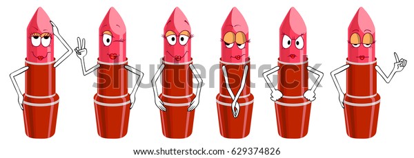 Set Lipstick Characters Isolated On White Stock Vector (Royalty Free ...