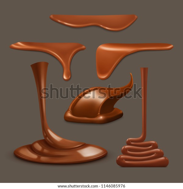 Set Liquid Chocolate Vector Melted Chocolate Stock Vector (Royalty Free ...