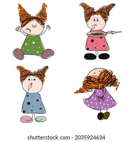Set Little Girls Different Characters Stock Vector (Royalty Free ...
