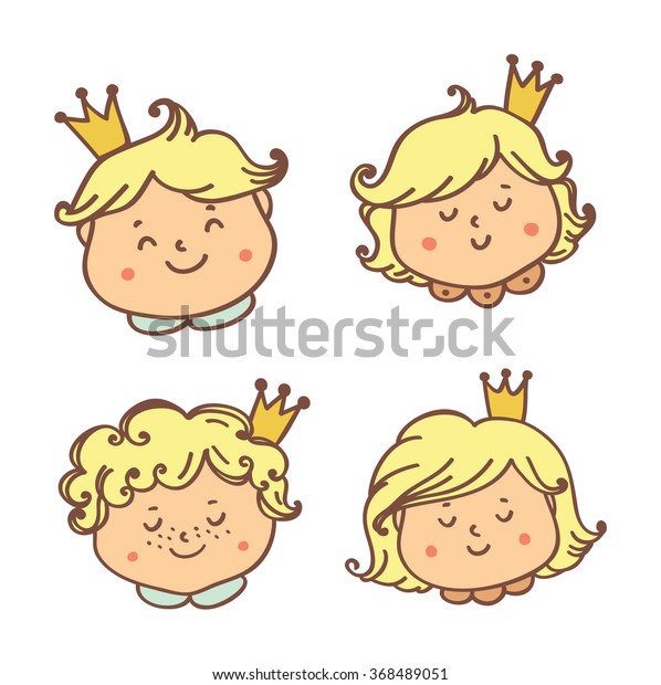 Set Little Princess Prince Different Childrens Stock Vector (Royalty ...