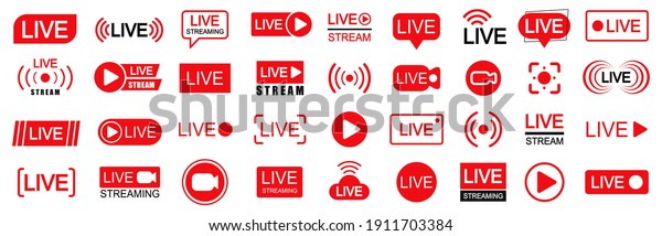 Conjunto de iconos de streaming en vivo. Conjunto de imágenes de ...