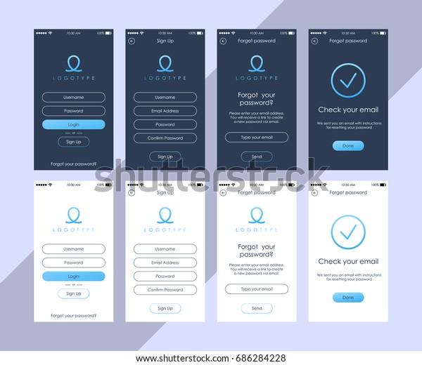 Set Login Sign Forgot Password App Stock Vector (Royalty Free) 686284228
