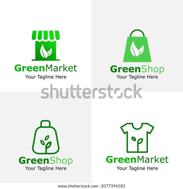 Set Logo Green Market Vector Design Stock Vector (Royalty Free ...