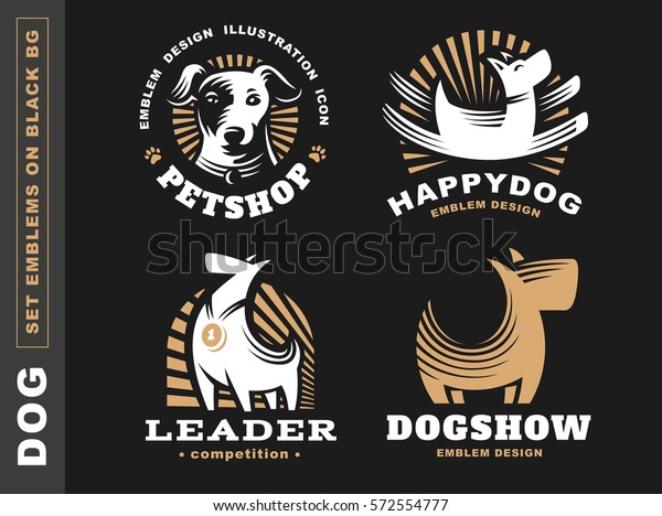 Set Logo Illustration Dog Pet Emblem Stock Vector (Royalty Free ...