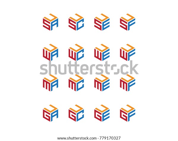 Set Logo Three Letters Hexagon Logo Stock Vector (Royalty Free ...