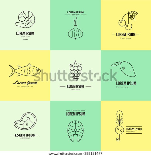 Set Logos Different Products Local Shops Stock Vector (Royalty Free ...