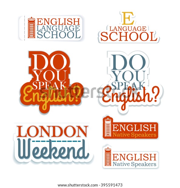 Set Logos English Language School Theme Stock Vector (Royalty Free ...