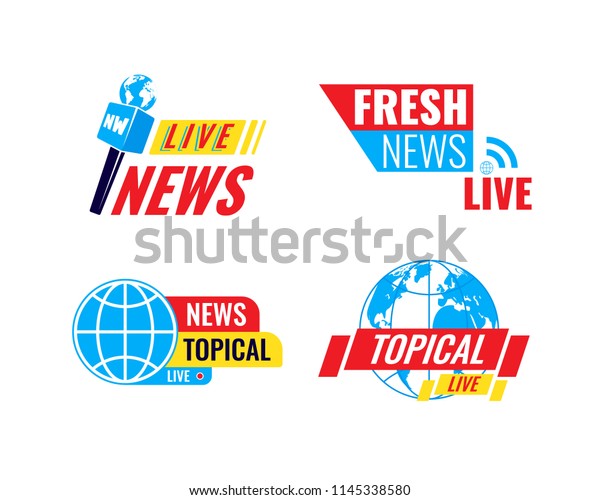 Set Logos Journalism Fresh World Live Stock Vector (Royalty Free ...