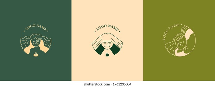 Set Logos Linear Style Delicate Subtle Stock Vector (Royalty Free ...
