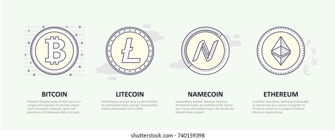 Set Logos Popular Crypto Currency Bitcoin Stock Vector (Royalty Free ...