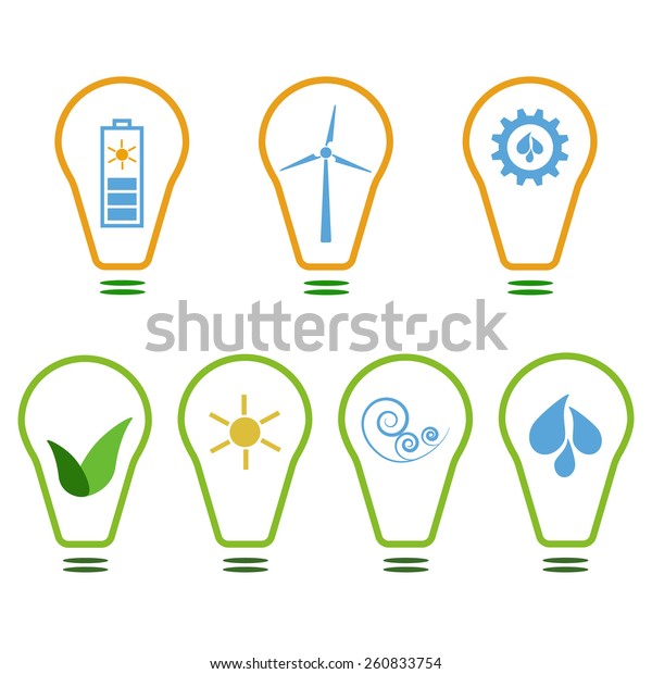 Set Logos Presenting Ecofriendly Energy Sources Stock Vector (Royalty ...