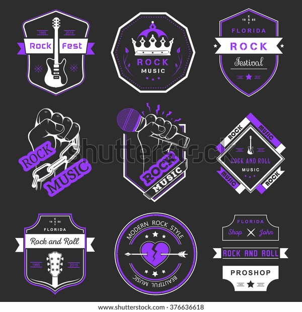 Set Logos Rock Music Recording Studios Stock Vector (Royalty Free ...