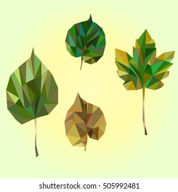 Set Low Poly Leaves Leaves Triangular Stock Vector (Royalty Free ...