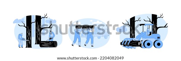 Set Lumber Workers Job Lumberjack Characters Stock Vector (Royalty Free ...