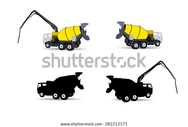 Set Machine Concrete Pump Vector Illustration Stock Vector (Royalty ...