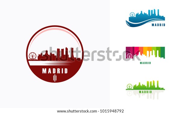 Set Madrid City Skyline Logo Designs Stock Vector (Royalty Free ...