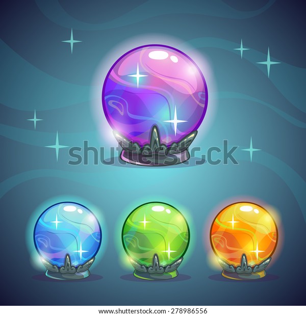 Set Magic Crystal Balls Fairy Vector Stock Vector (Royalty Free) 278986556