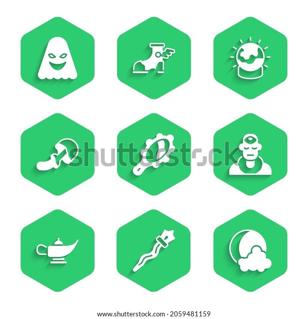 Set Magic Hand Mirror Staff Moon Stock Vector (Royalty Free) 2059481159 ...