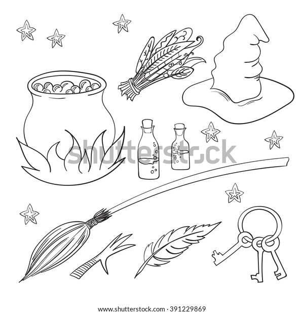 Set Magicians Objects Vector Illustration Stock Vector (Royalty Free ...