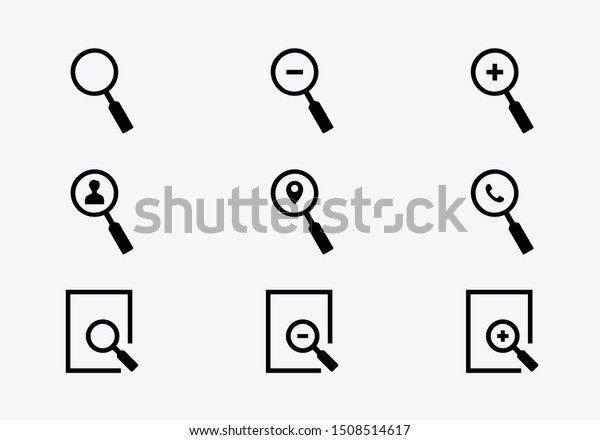 Set Magnifies Shapes Zoom Zoom Out Stock Vector (Royalty Free ...