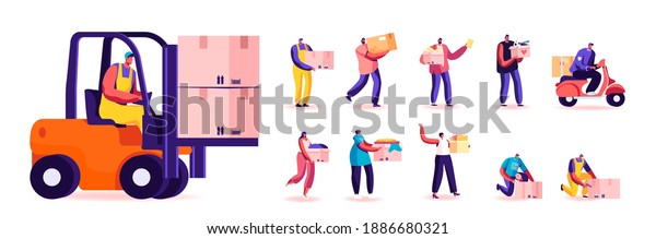 Set Male Female Characters Boxes Men Stock Vector (Royalty Free ...