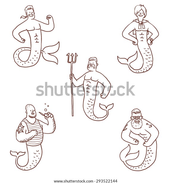 Set Male Mermaid Vector Stock Vector (Royalty Free) 293522144 ...