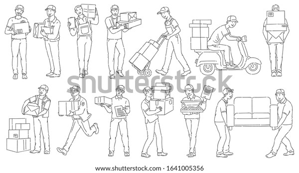 Set Male Workers Different Delivery Services Stock Vector (Royalty Free ...