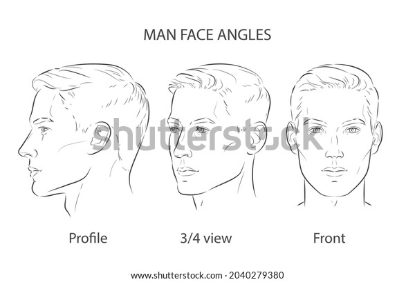 Set Man Face Portrait Three Different Stock Vector (Royalty Free ...