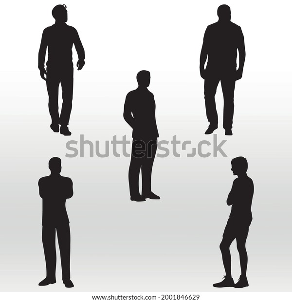 Set Man Silhouettes Line Isolated Logo Stock Vector (Royalty Free ...