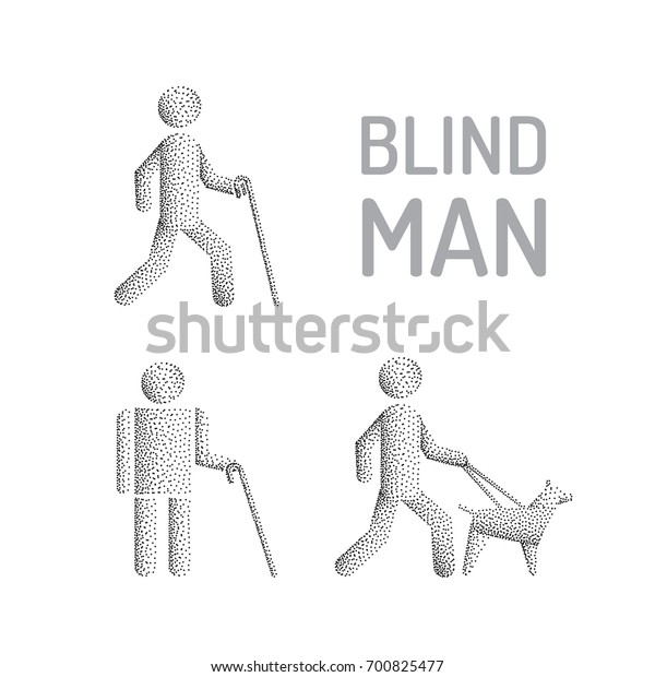 Set Man Stick Figure Blind Man Stock Vector (Royalty Free) 700825477