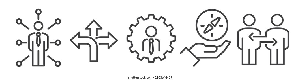 Set Management Business Vector Line Icons Stock Vector (Royalty Free ...
