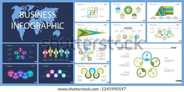 Set Management Teamwork Concept Infographic Charts Stock Vector ...
