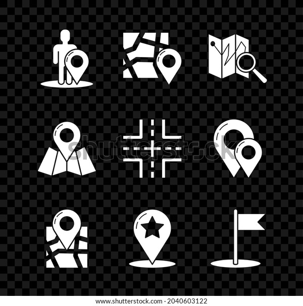 Set Map Marker Silhouette Person Folded Stock Vector (Royalty Free ...