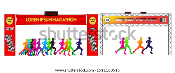 Set Marathon Start Finish Line Easy Stock Vector (Royalty Free ...