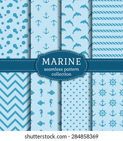 Set Seamless Marine Patterns Stock Vector (Royalty Free) 1093228928 ...