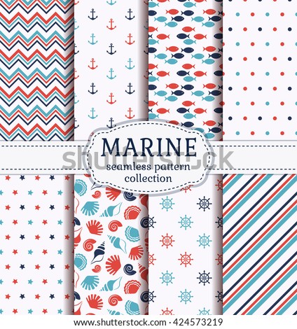 Set Marine Nautical Backgrounds Blue Red Stock Vector (Royalty Free ...