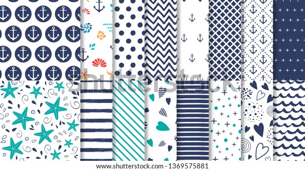 Set Marine Nautical Backgrounds Navy Blue Stock Vector (Royalty Free ...
