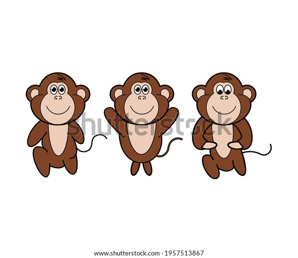 Set Mascot Cartoon Cute Ape Vector Stock Vector (Royalty Free ...