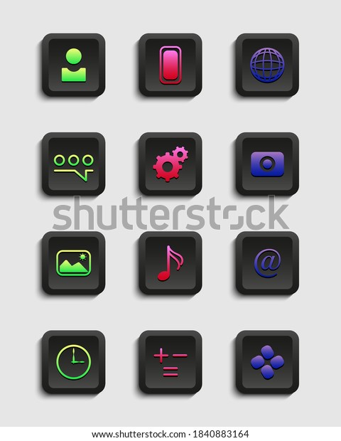 Set Matte Icons Apps Modern Style Stock Vector (Royalty Free ...