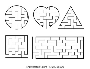 Set Easy Mazes Circle Square Triangle Stock Vector (Royalty Free ...