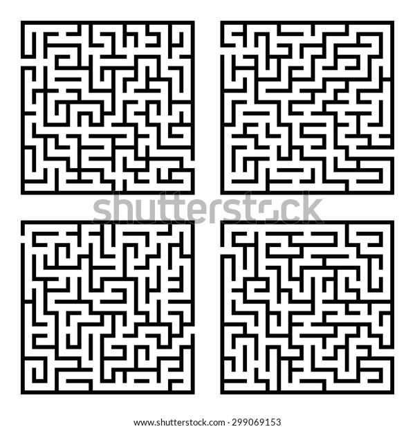 Set Mazes Labyrinths Vector Illustration Simple Stock Vector (Royalty ...
