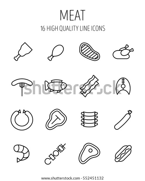 Set Meat Icons Modern Thin Line Stock Vector (Royalty Free) 552451132