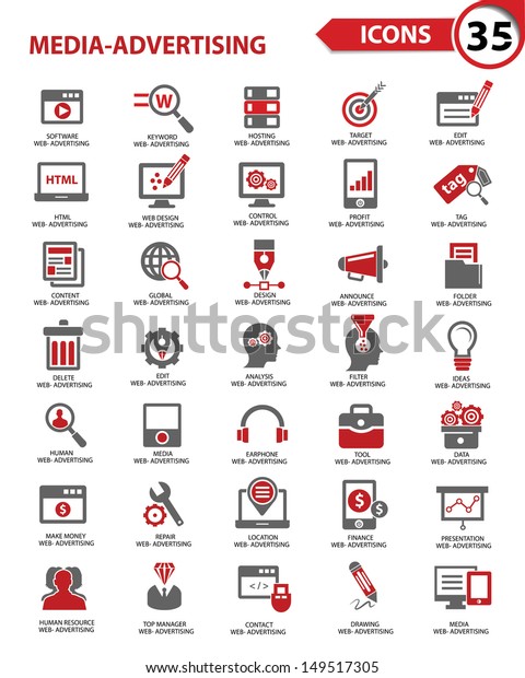 Set Media Advertising Iconsvector Stock Vector (Royalty Free) 149517305