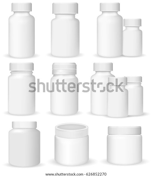 Set Medical Containers On White Background Stock Vector (Royalty Free ...